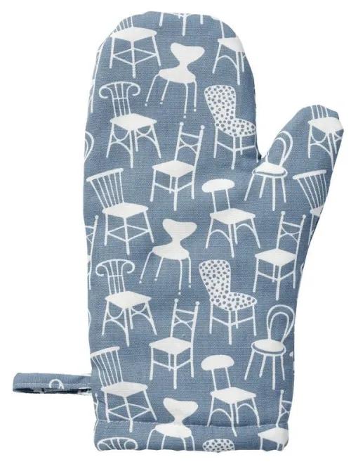 Kuchyňská chňapka rukavice Chairs blue, Klippan Švédsko Rukavice