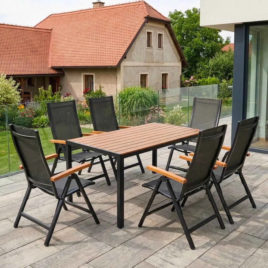 Vikio Zahradní jídelní set 140x80 pro 6 osob přírodní VZS210P6