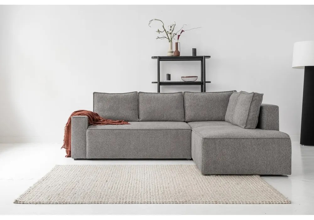 Světle šedá rozkládací rohová pohovka (pravý roh) Brave Dave – Miuform