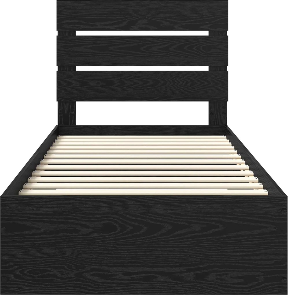 Rám postele se zásuvkou Černý dub 90 x 190 cm Kompozitní dřevo 3412021