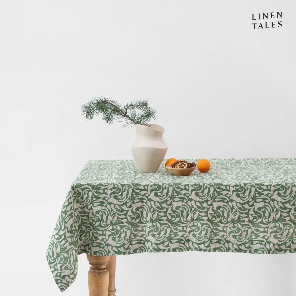 Lněný ubrus 140x200 cm Evergreen Damask – Linen Tales