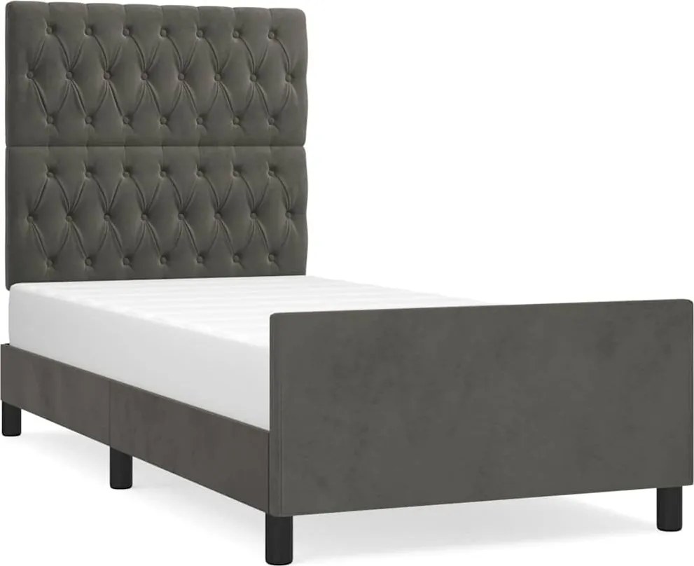 Rám postele bez matrace tmavě šedý 90 x 200 cm samet 3125917