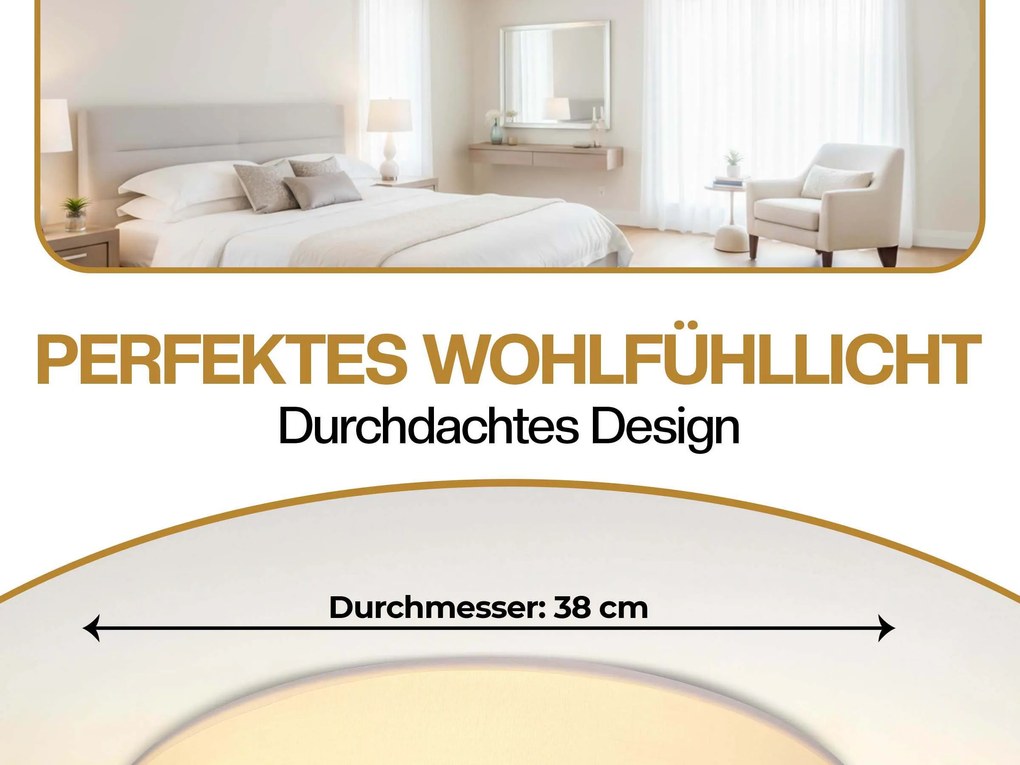 Stropní svítidlo bílý textil Ø38cm
