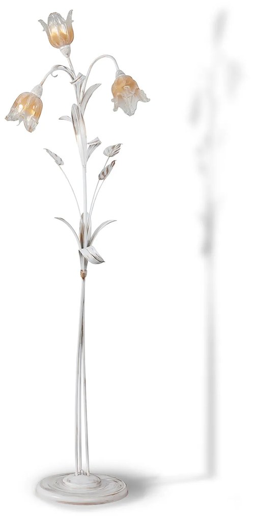 Light for home - Stojací lampa 8730 "LUCIA", 3X40W, E14, bílá, zlatá, patina