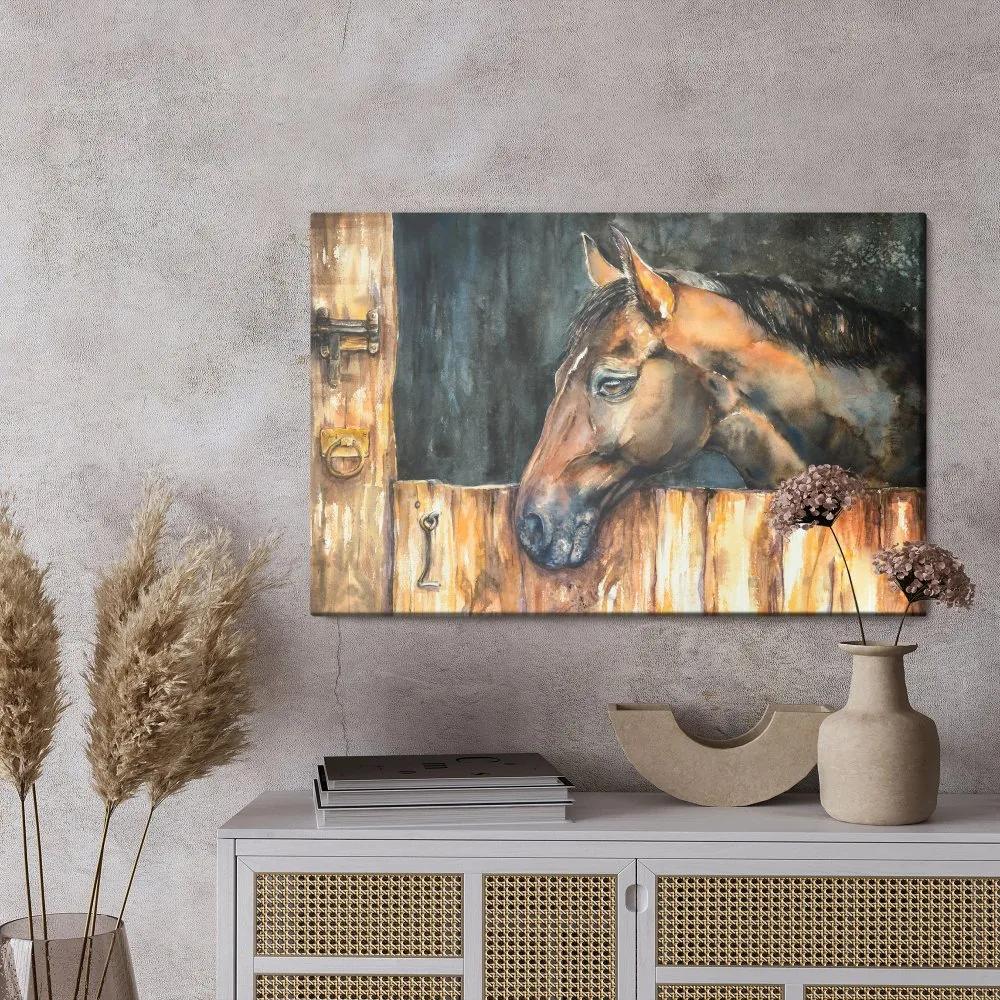 Obraz Kůň Na Dvoře Nedostatek Nedostatek Přírodní plátno 100x70