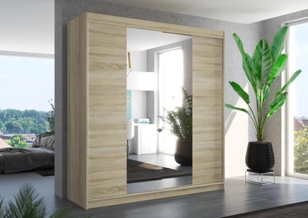 Šatní skříň s posuvnými dveřmi Balance - 200 cm Barva: Bílá/dub Sonoma
