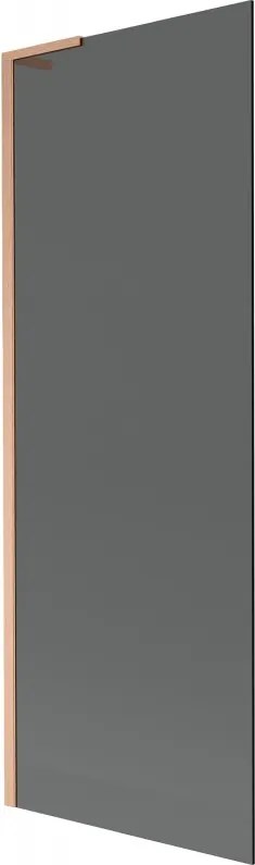 Mexen Next L, 1-křídlová vanová zástěna 70 x 150 cm, 6mm šedé sklo, měděný profil, 895-070-000-03-40-65