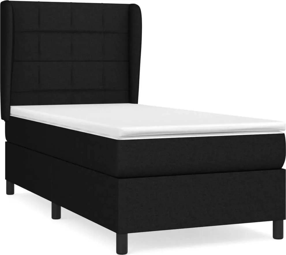 vidaXL Box spring postel s matrací 90x200 cm textil [3127935] Barva: Černá
