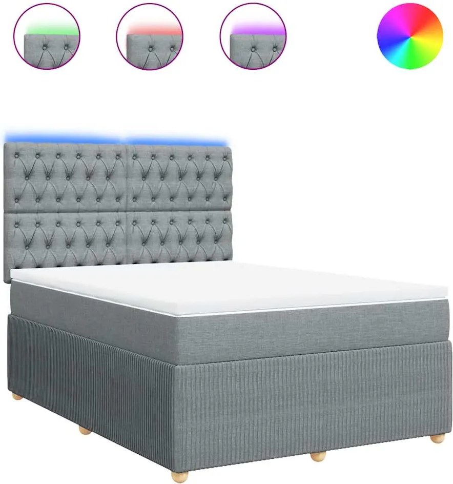 Box spring postel s matrací světle šedá 160 x 200 cm textil 3294414