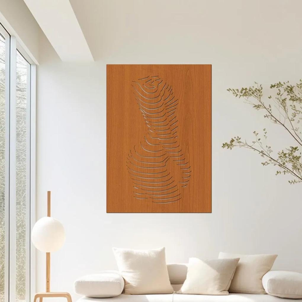 Dřevěný obraz aktu Ženské křivky Rozměry (cm): 56x80, Barevný vzor: Světlý dub