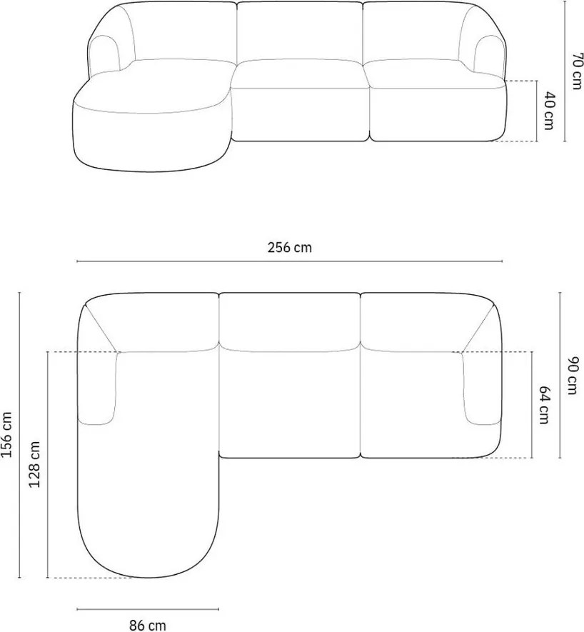 Zelená sametová rohová pohovka (levý roh/s lenoškou) Campi – Cosmopolitan Design
