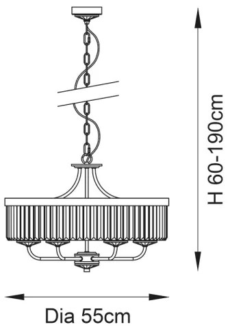 Endon 90263 - Lustr na řetězu CHESTERFIELD 6xE14/6W/230V pr. 55 cm lesklý chrom