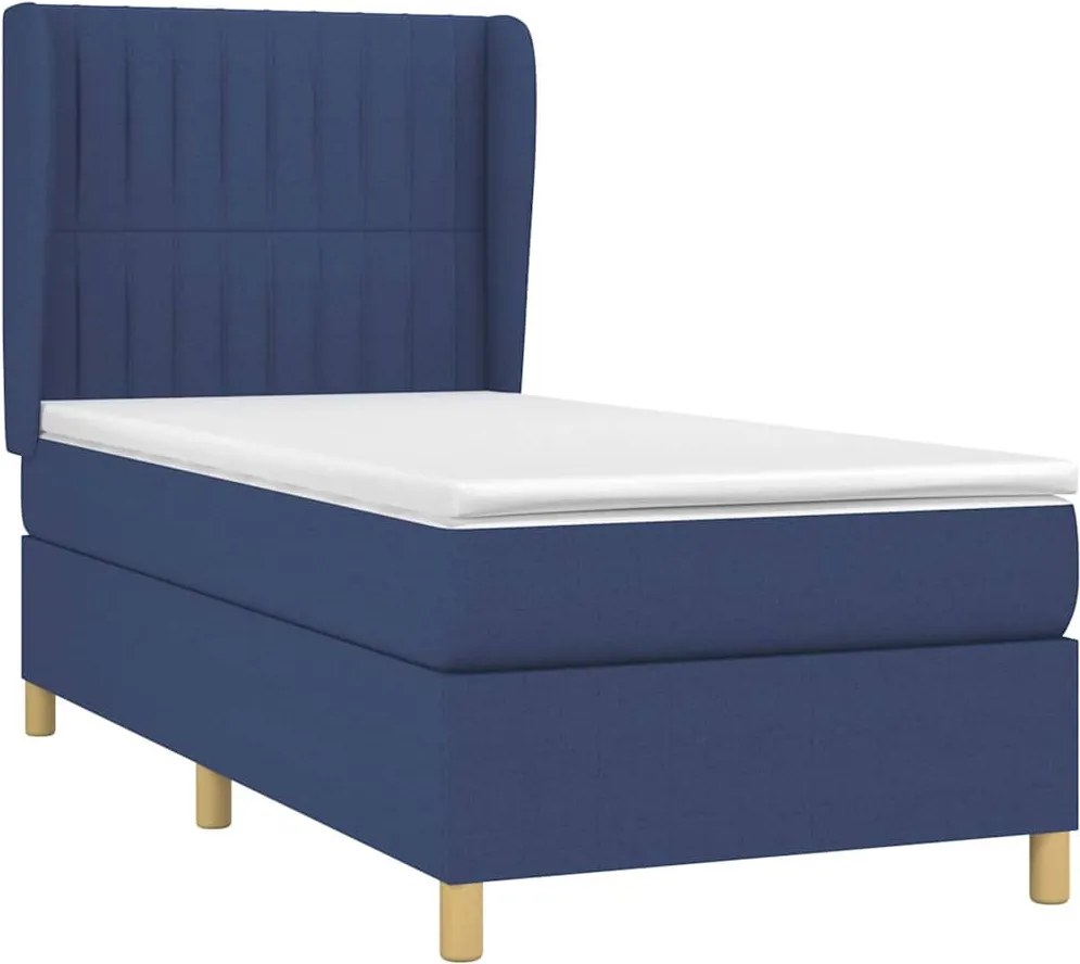 Box spring postel s matrací modrá 80x200 cm textil 3128643