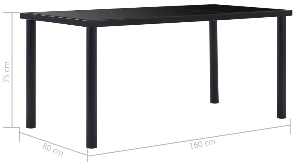 vidaXL Marketos Jídelní stůl černý 160 x 80 x 75 cm tvrzené sklo