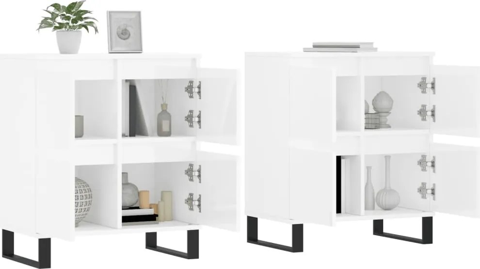 Příborníky 2 ks bílé s vysokým leskem kompozitní dřevo 3190183