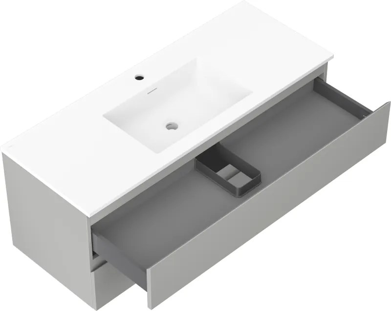 Mexen Orio, koupelnová skříňka 120 cm s umyvadlem Otis, 2 zásuvky, šedá matná/bílá matná, 91A10-12047-2-BFF62-W18M01