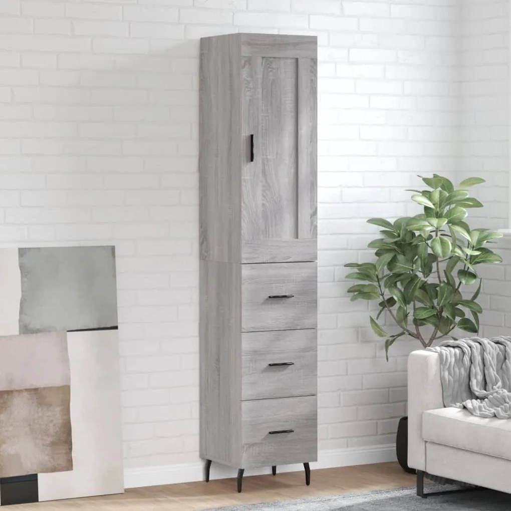 Skříň highboard šedá sonoma 34,5 x 34 x 180 cm kompozitní dřevo