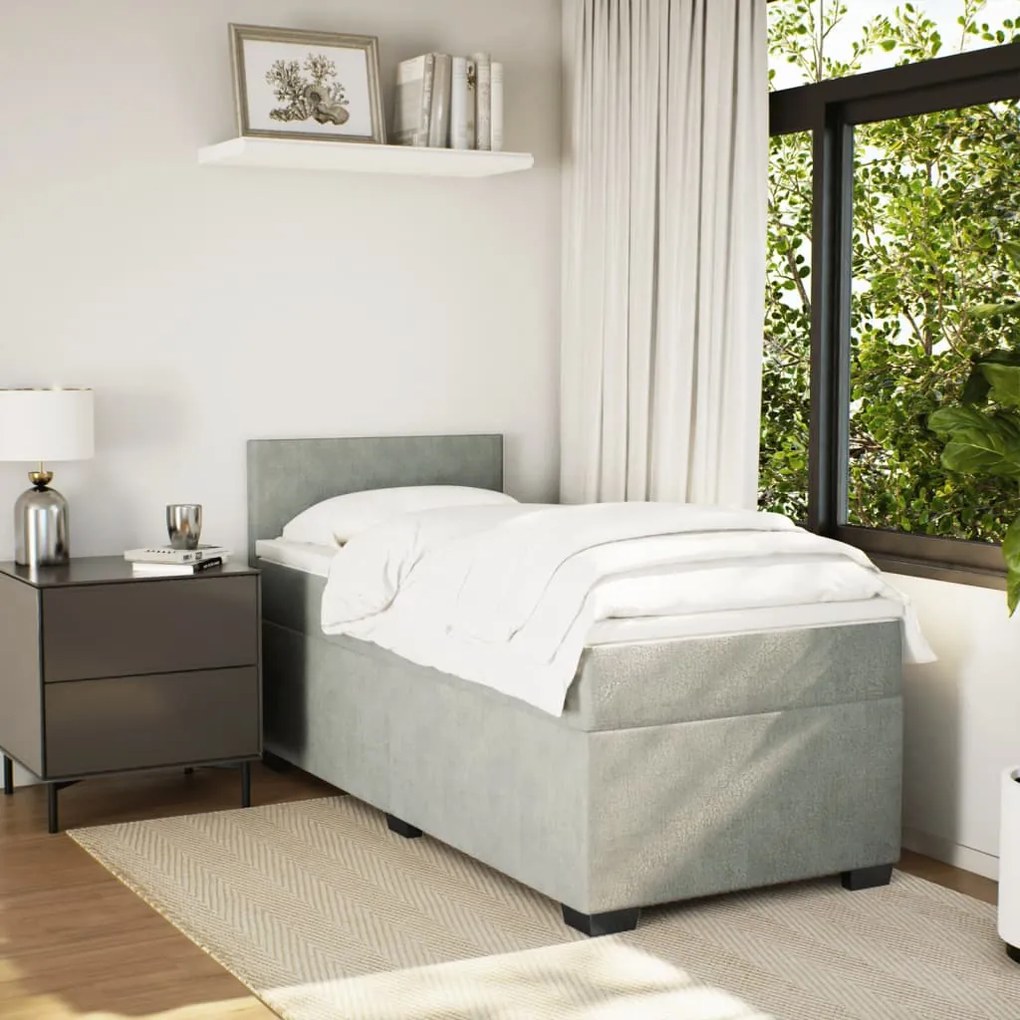 Box spring postel s matrací světle šedá 80 x 200 cm samet 3286156