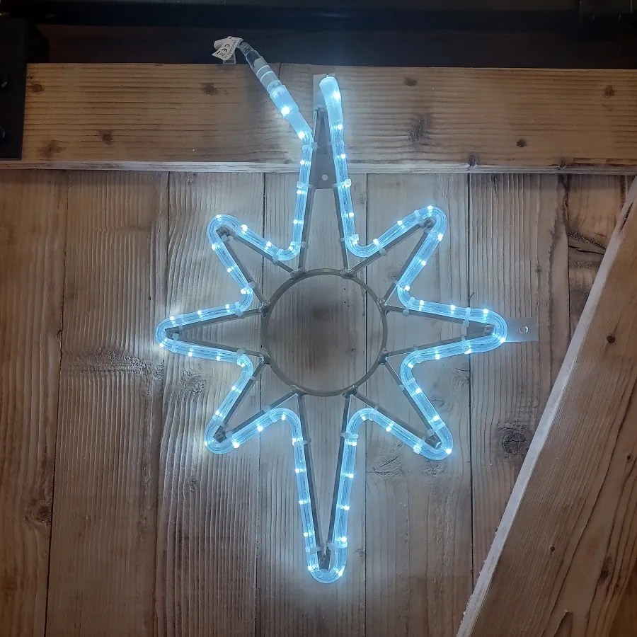 Easy Fix 2D LED světelná hvězda X., 67 × 100 cm, ledově bílá, závěsná, hliník