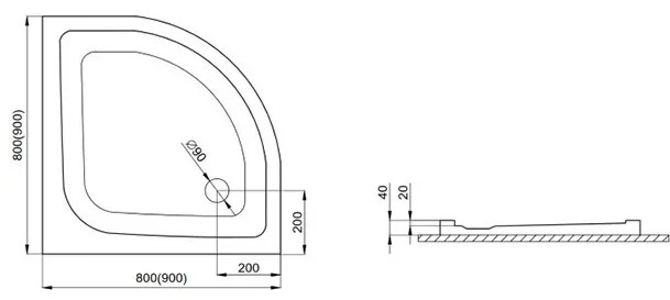 Polimat Čtvrtkruhová akrylátová sprchová vanička Pako 80x80 (90x90) Barva: Bílá, Rozměry (cm): 90x90