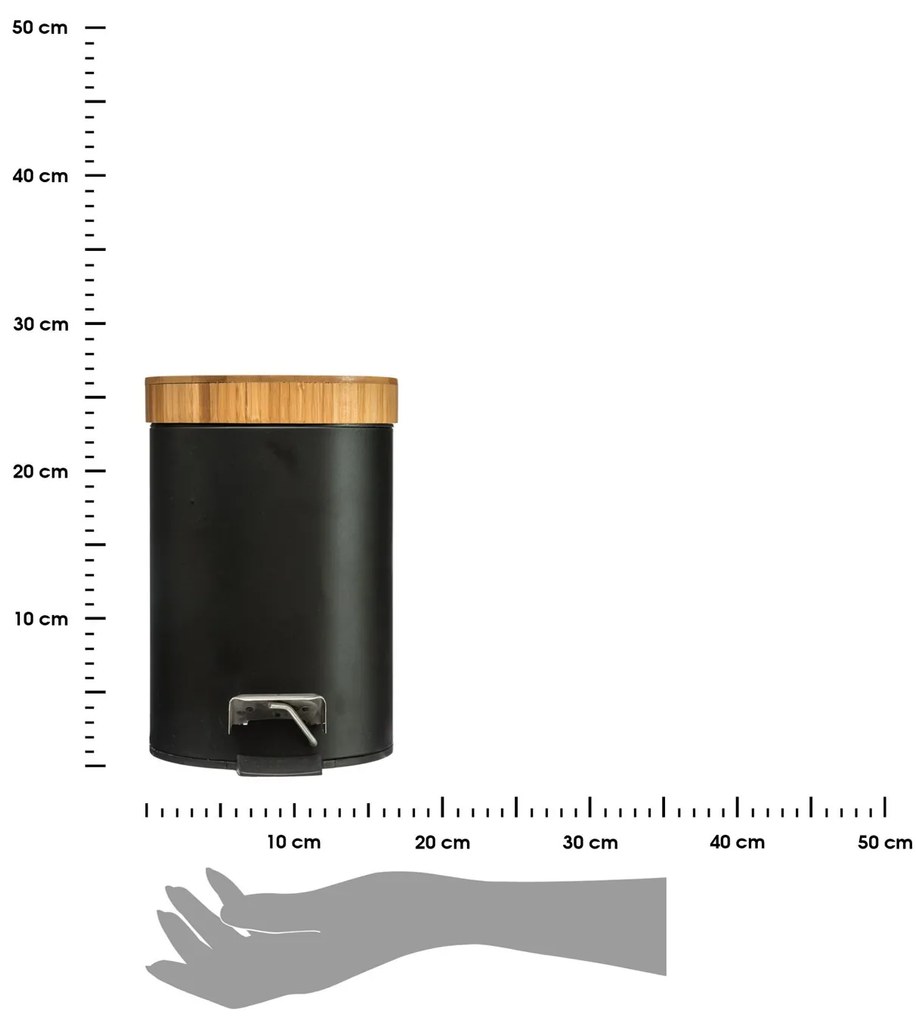 Odpadkový koš Natureo, černá/s dřevěnými prvky, 3L