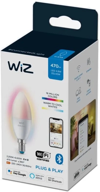 Led žárovka wi-fi ble 40w c37 e14 922-65 rgb 3ct/6