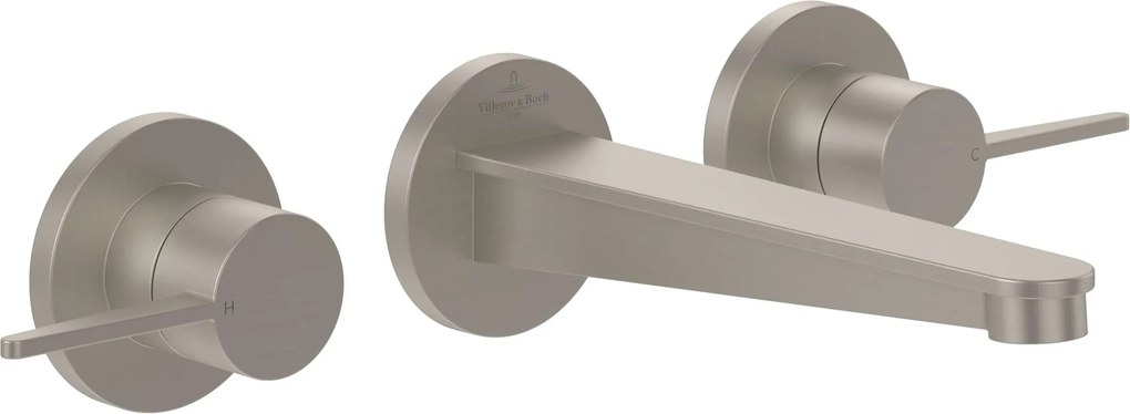 Villeroy & Boch Conum - Umyvadlová baterie pod omítku, 3-otvorová instalace, s tělesem, matný kartáčovaný nikl TVW12700200164