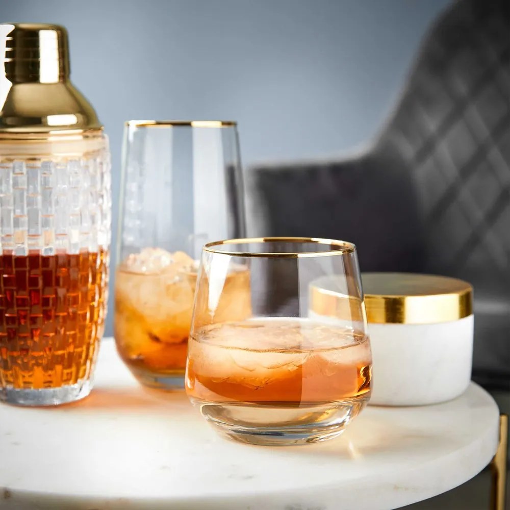 TOUCH OF GOLD Sada sklenic na long drink se zlatým okrajem 480 ml 6 ks