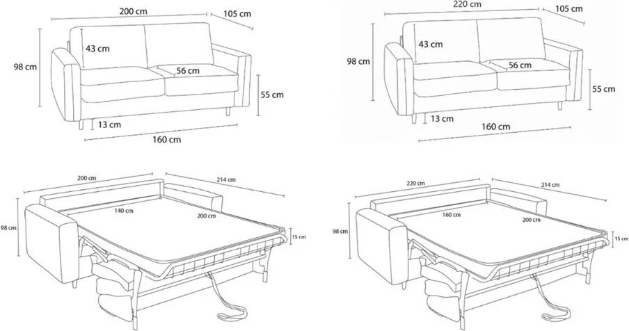 Tmavě modrá pohovka na každodenní spaní/rozkládací 220 cm Cocoone – Bobochic Paris