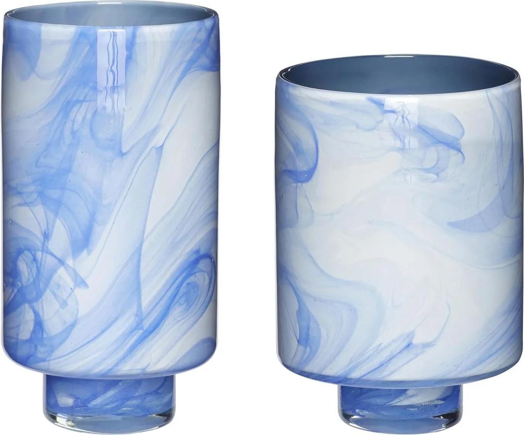 Vázy Hübsch skleněné bílo-modré 2 ks