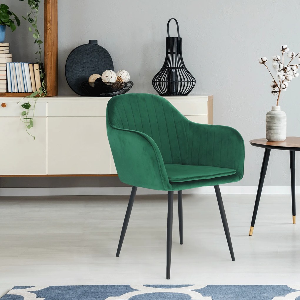 Designové křeslo VELTRA - látka Velvet, smaragdová / černá