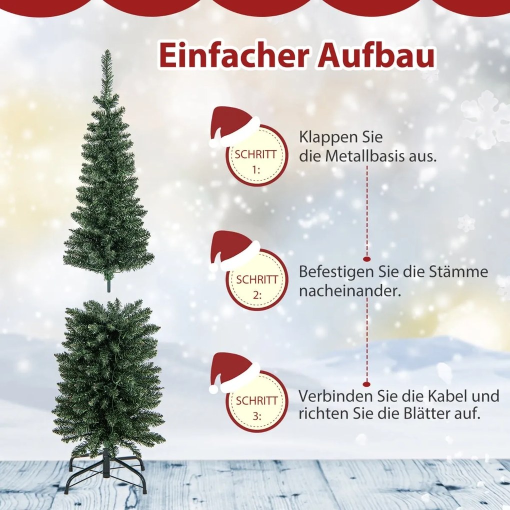 Costway 150 cm Velký umělý vánoční stromek Osvětlený vánoční stromek