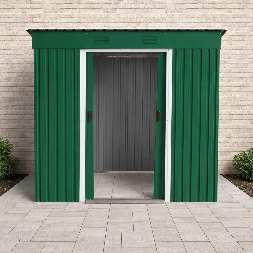 Zahradní domek BestBerg ZD-67GRW / 4,3 m² / 197 × 217 × 202 cm / zelená/bílá