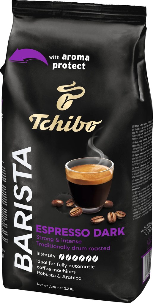 Tchibo - Barista Espresso Dark – 1 kg zrnkové kávy - Intenzita: 6/6