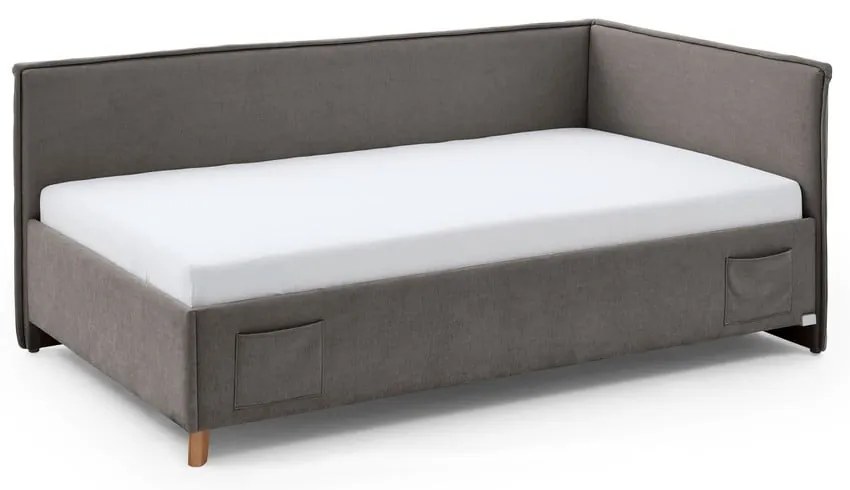 Šedá čalouněná rohová dětská postel s úložným prostorem s roštem 120x200 cm Fun - II. jakost – Meise Möbel