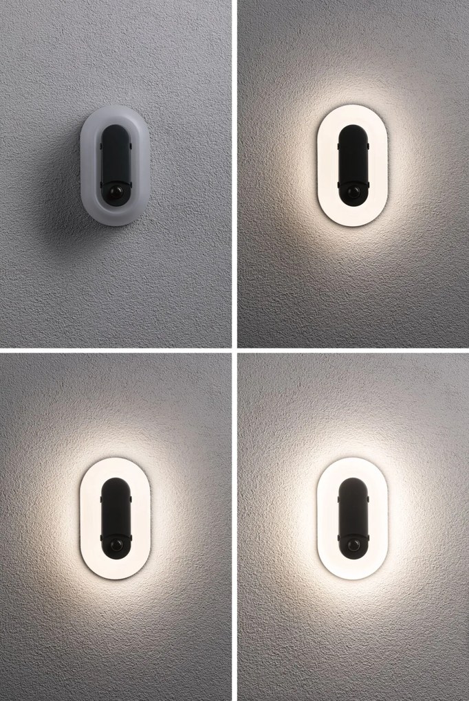 P 94958 LED venkovní nástěnné svítidlo Elunor pohybové čidlo IP65 podlouhlé 122x212mm 2200 - 4000K 18,5W 230V antracit/bílá polykarbonát - PAULMANN