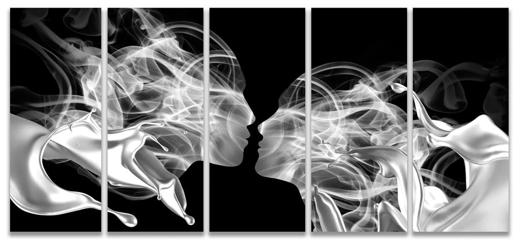 Malvis ® Pětidílný obraz Kouřový polibek Velikost: čtyřdílný čtverec - 80x80 cm