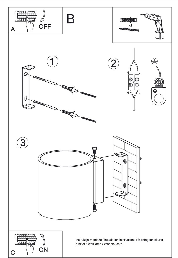 Nástěnné svítidlo Orbis, 1x béžové betonové stínítko