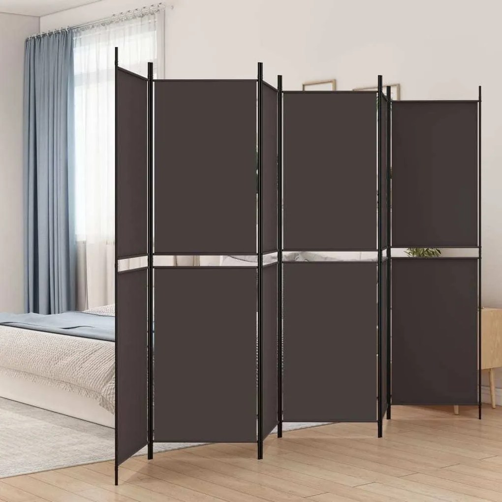 vidaXL 6dílný paraván 300x200 cm textil [350238] Barva: Hnědá