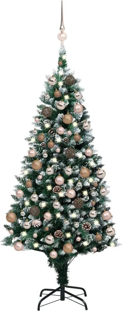 vidaXL Umělý vánoční stromek LED osvětlení sada koulí a šišky 150 cm [3077616] Barva: zlatá