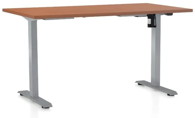Výškově nastavitelný stůl OfficeTech A, 140 x 80 cm - šedá podnož Barva: Dub
