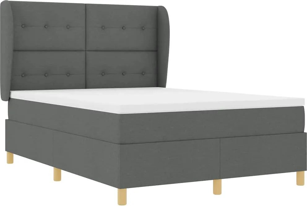 Postel s boxspringem s čelo Tmavě šedá 190 x 140 cm textil 3340747