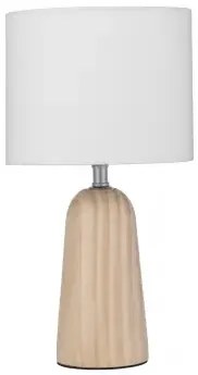 LED dřevěno-bílá stolní lampa Oby