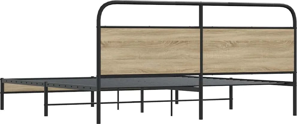 Kovový rám postele bez matrace kouřový dub 180 x 200 cm 3318669