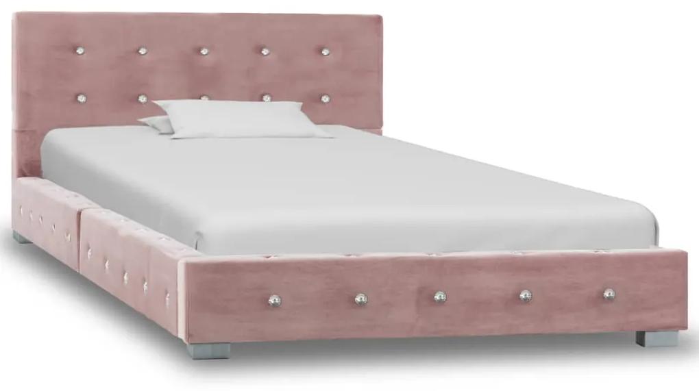 280397 vidaXL Rám postele růžový samet 90 x 200 cm