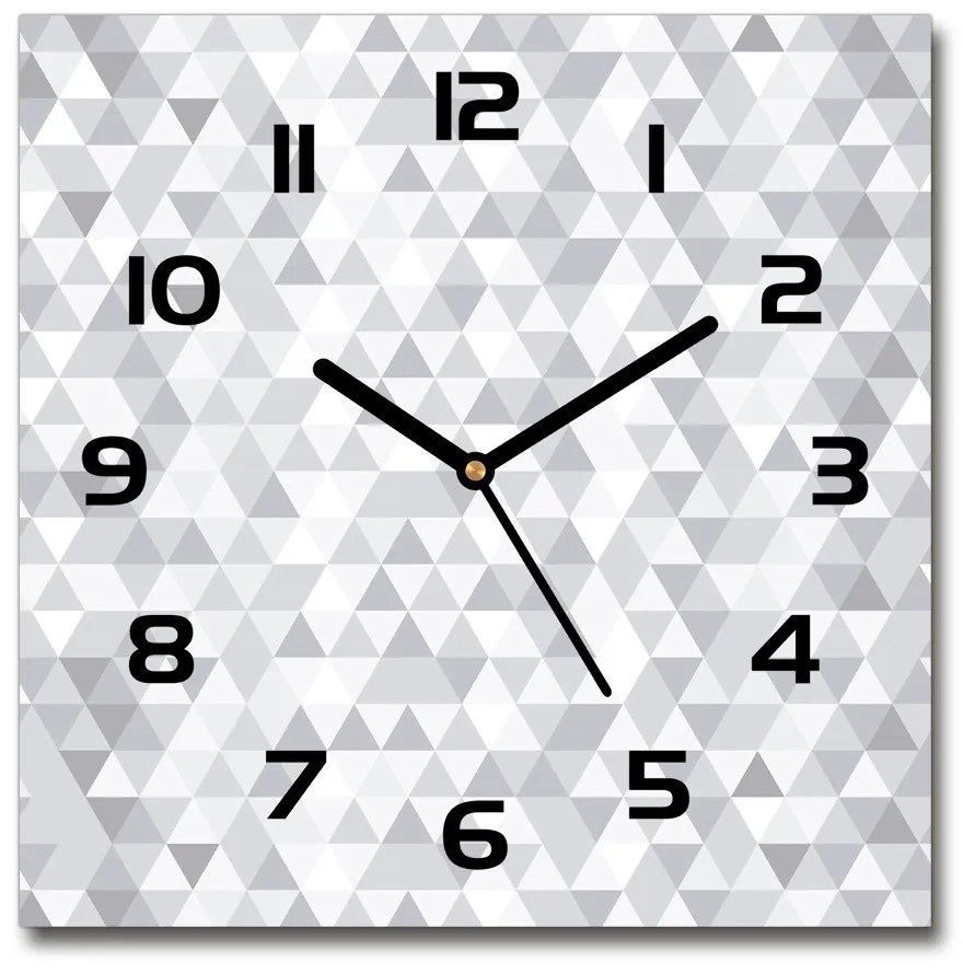 Wallmuralia Skleněné hodiny na stěnu Šedé trojúhelníky 30x30 cm