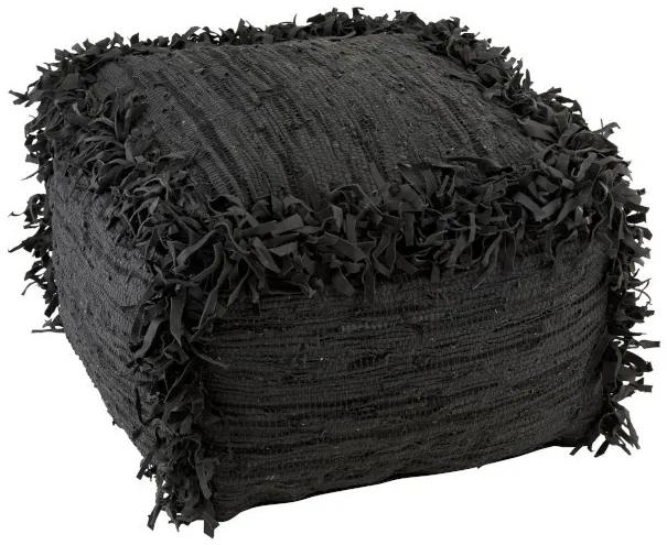 Černý bavlněný puf se střapci Croche-  60*60*40cm J-Line