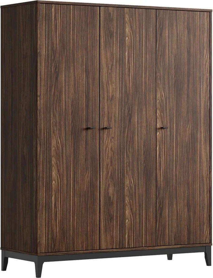 Šatní skříň v dekoru ořechu v tmavě přírodní barvě 148x190x55 cm Ilyas – Vipack