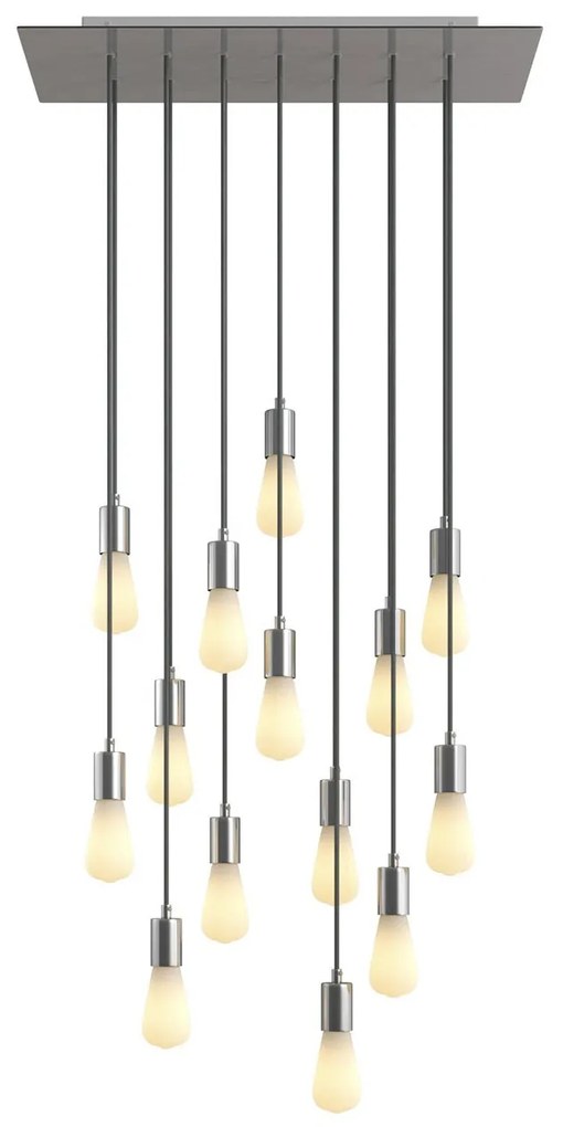creative cables Závěsná lampa se 14 světly, s obdélníkovým XXL baldachýnem Rose-one, textilním kabelem a kovovými komponenty Barva: Hladký měděný dibond