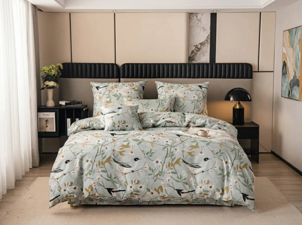 Povlečení z mikrovlákna FLORIBIRD zelené Rozměr povlečení: 2 ks 70 x 90 cm | 200 x 220 cm